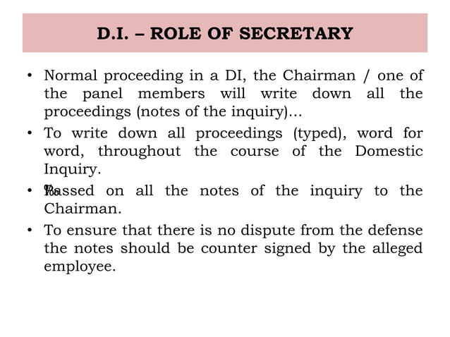 Practical Approach In Handling Domestic Inquiry | PPTX | Law