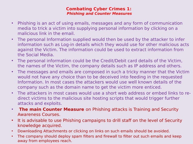 Practical approach to combating cyber crimes | PDF