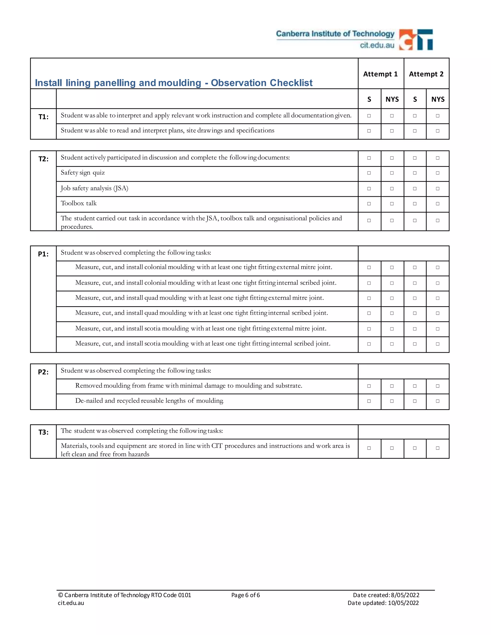 Practical assessment - Moulding & Skirting.docx | Woodworking | Arts ...
