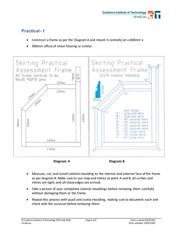 Practical assessment - Moulding & Skirting.docx | Woodworking | Arts and Crafts