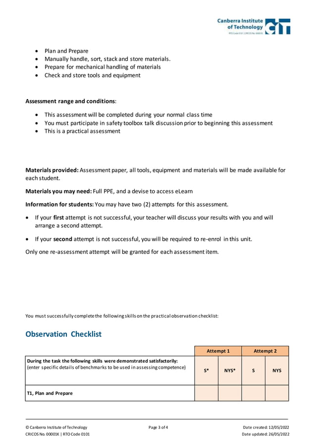 Practical Assessment Handle carpentry materials.docx | Woodworking | Arts and Crafts
