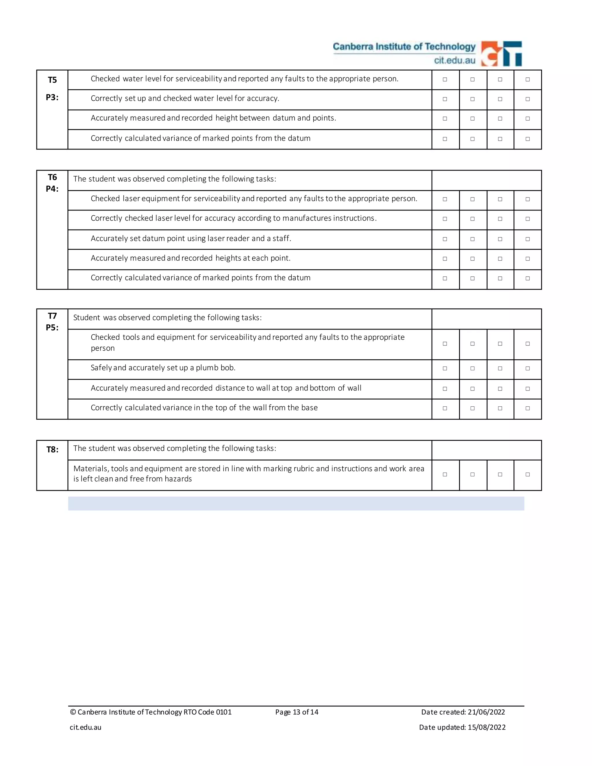 Practical Assessment - Apply Basic Levelling Procedures | DOCX