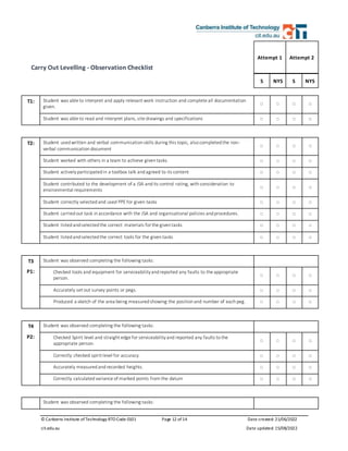 Practical Assessment - Apply Basic Levelling Procedures | DOCX