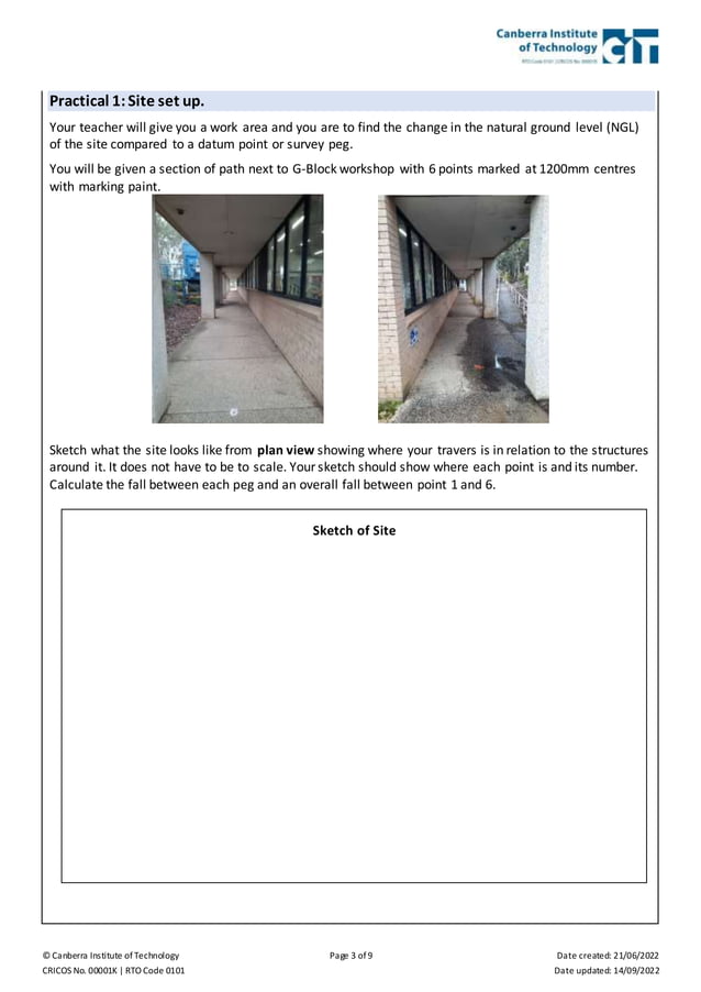 Practical Assessment - Apply Basic Levelling Procedures Practical Assessment - Apply Basic Levelling Procedures