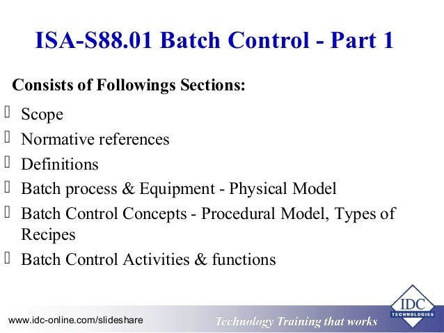 Practical Batch Management and Control (including S88) for Industry