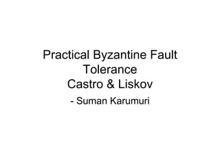 Practical Byzantine Fault Tolerance | PDF