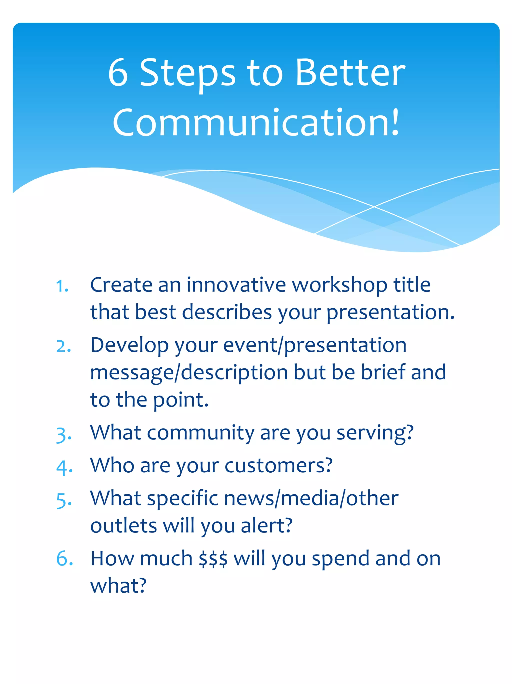 Practical communication skills for presenters | PDF