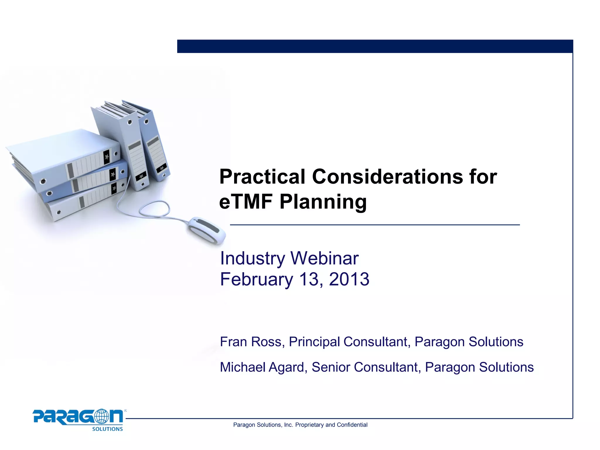 Practical considerations for eTMF Planning | PDF
