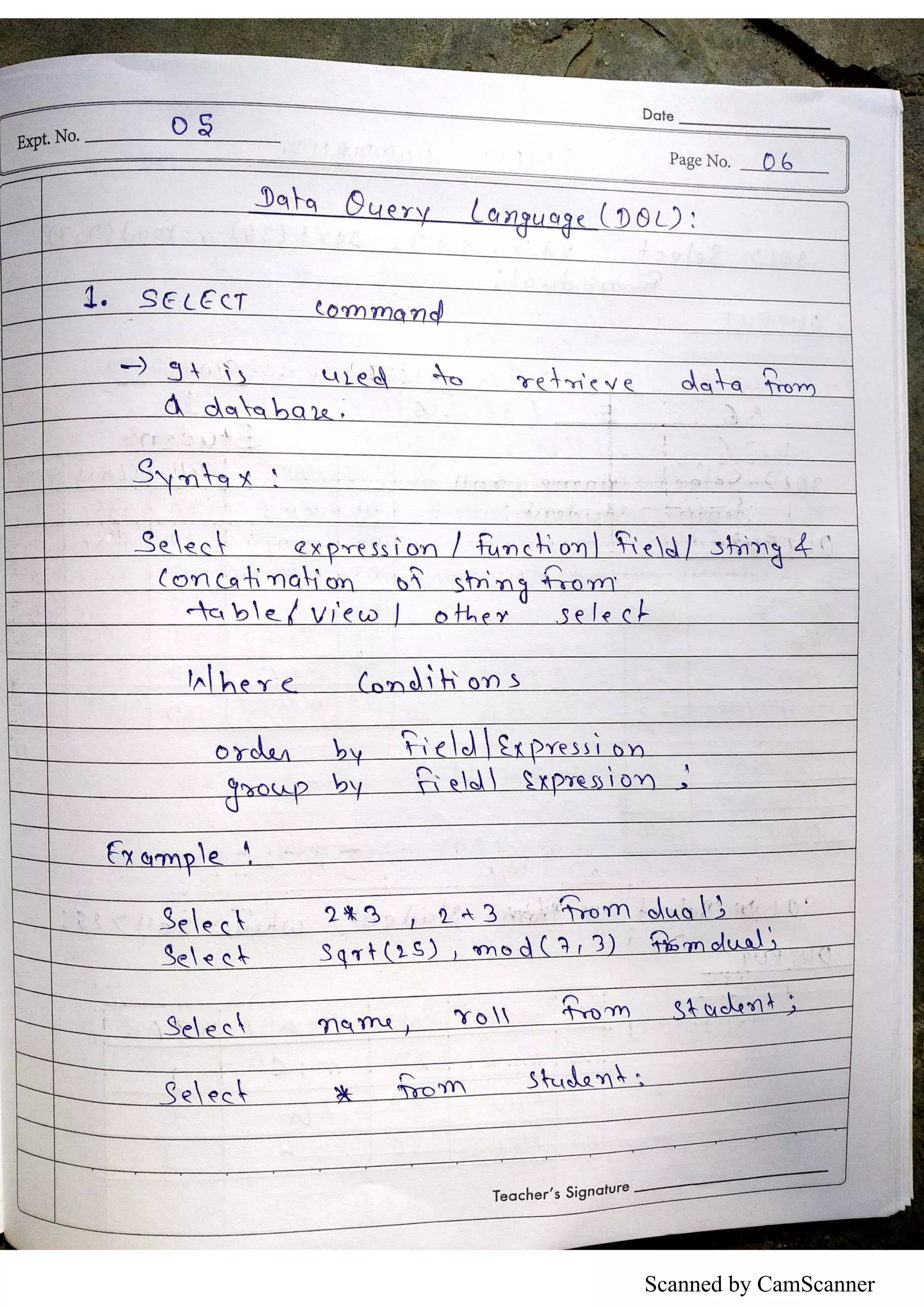 Practical file for DBMS | PDF