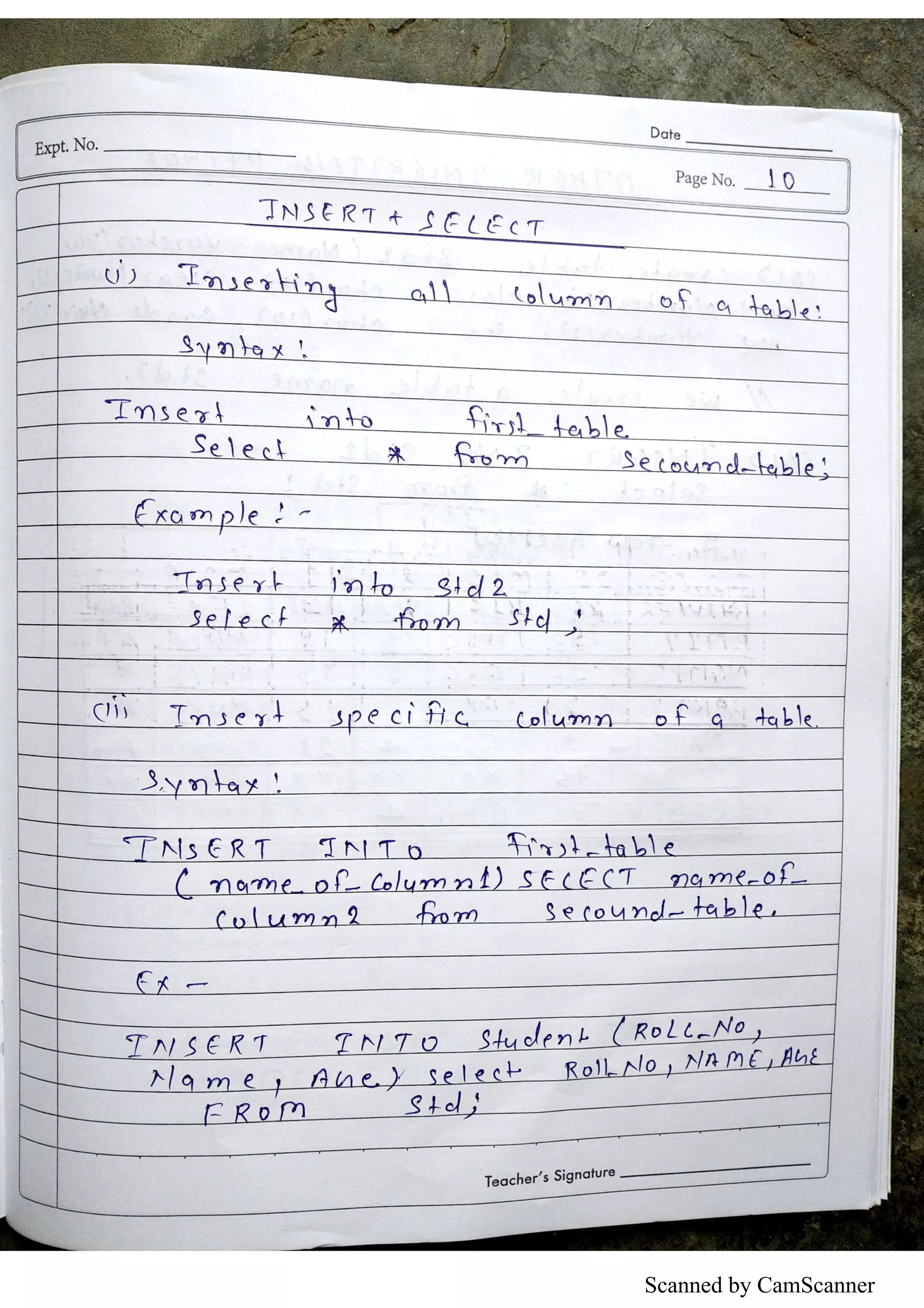 Practical file for DBMS | PDF