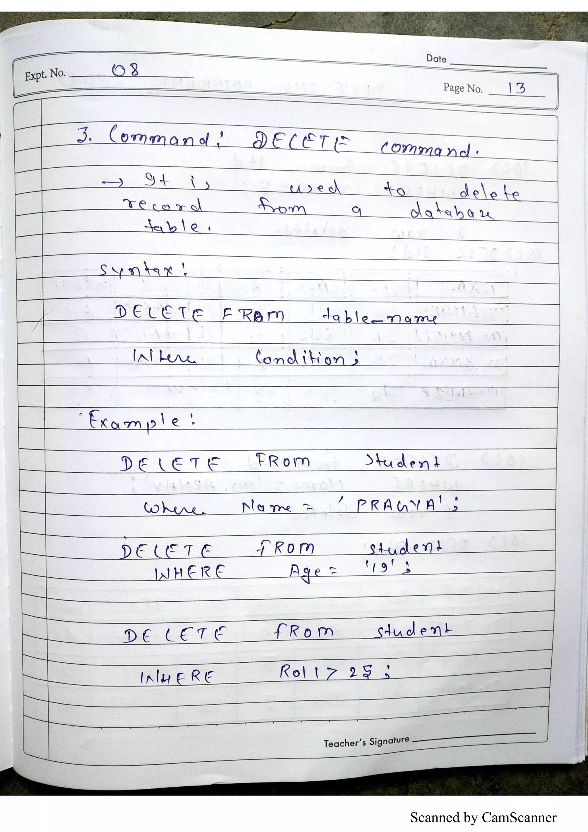 Practical file for DBMS | PDF