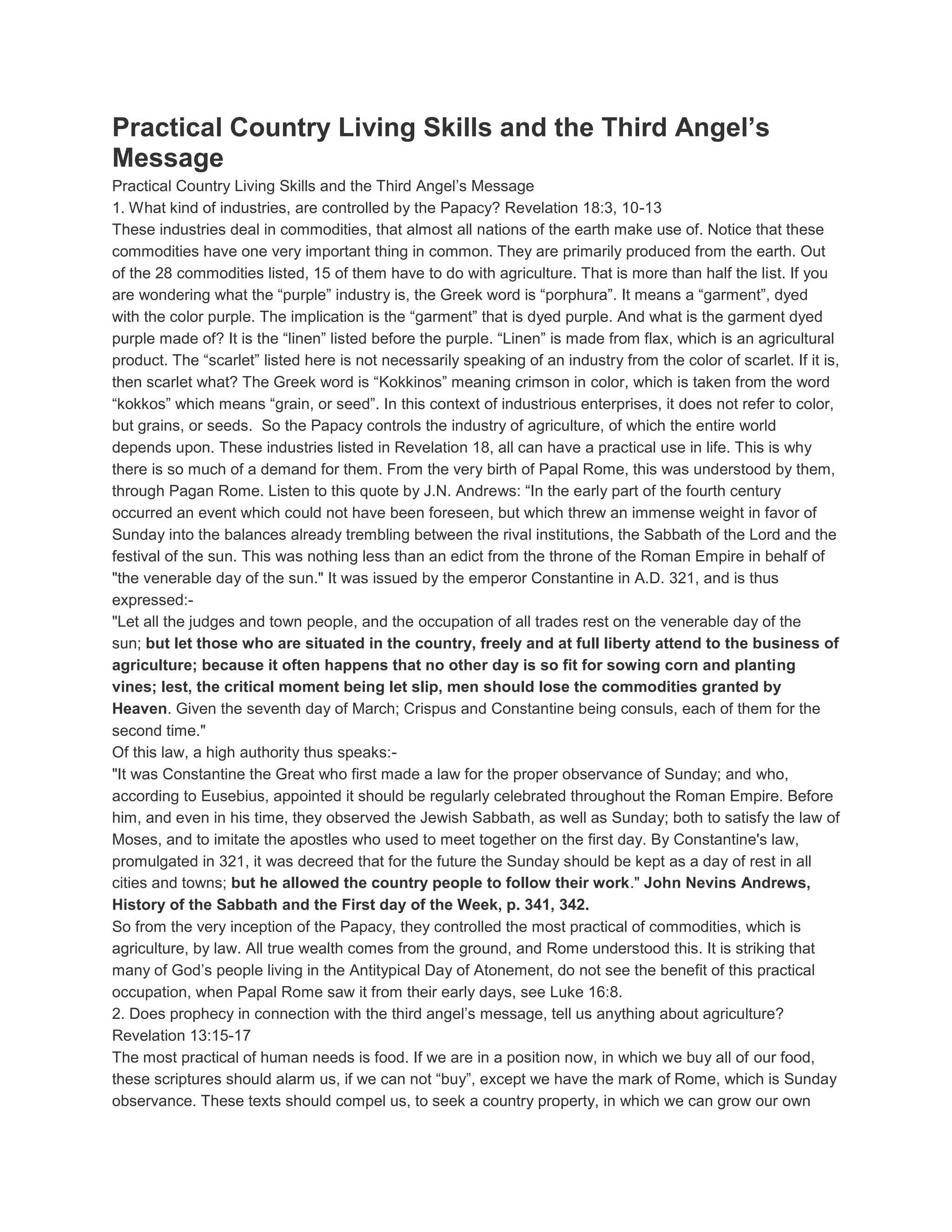 Practical country living skills and the third angel | DOCX