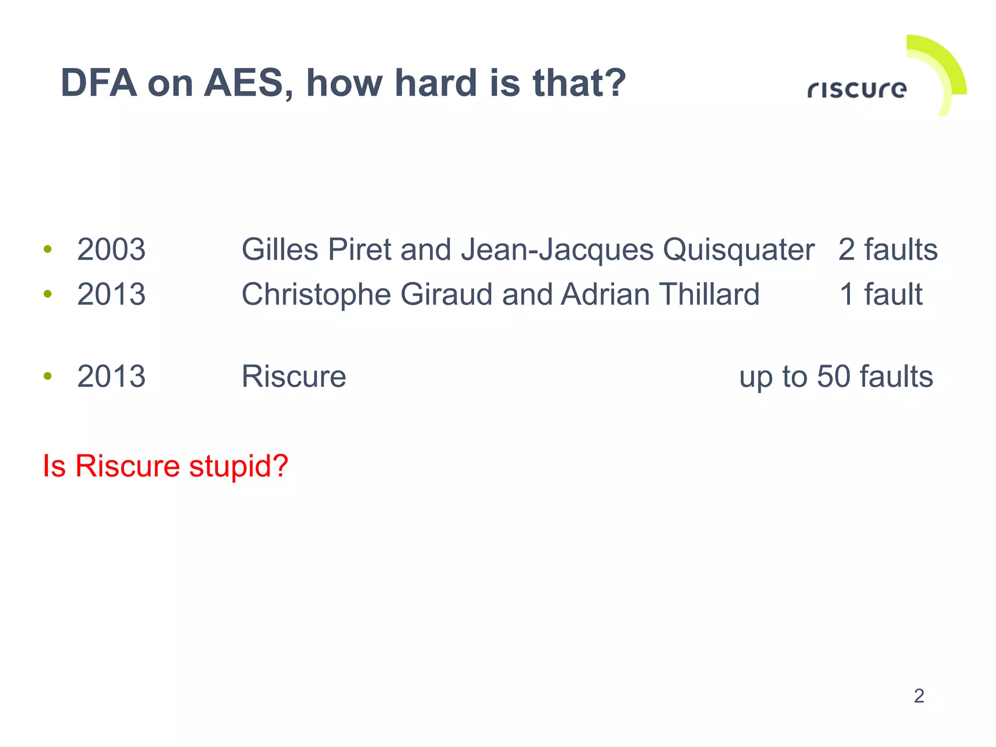Practical Differential Fault Attack On Aes Ppt 