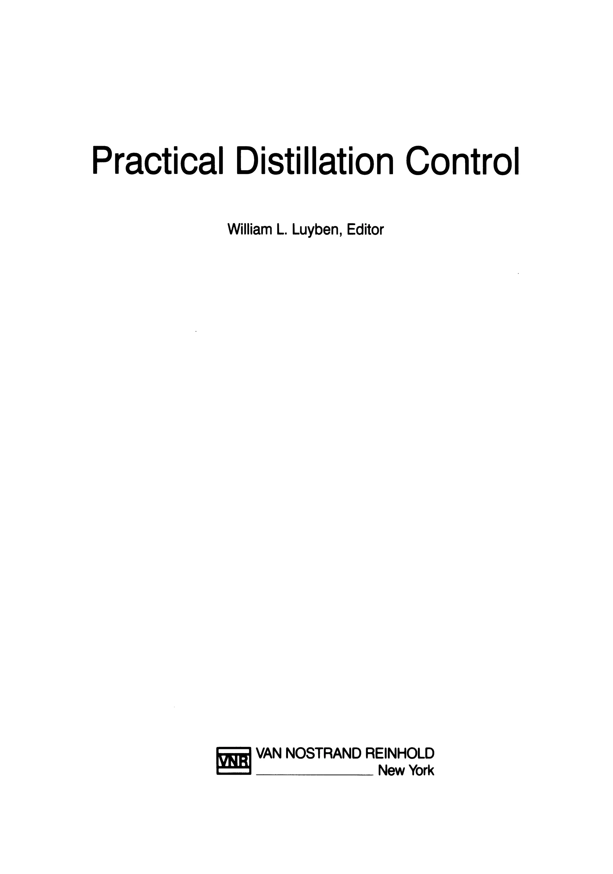 Practical Distillation Control Pdf Chemistry Science