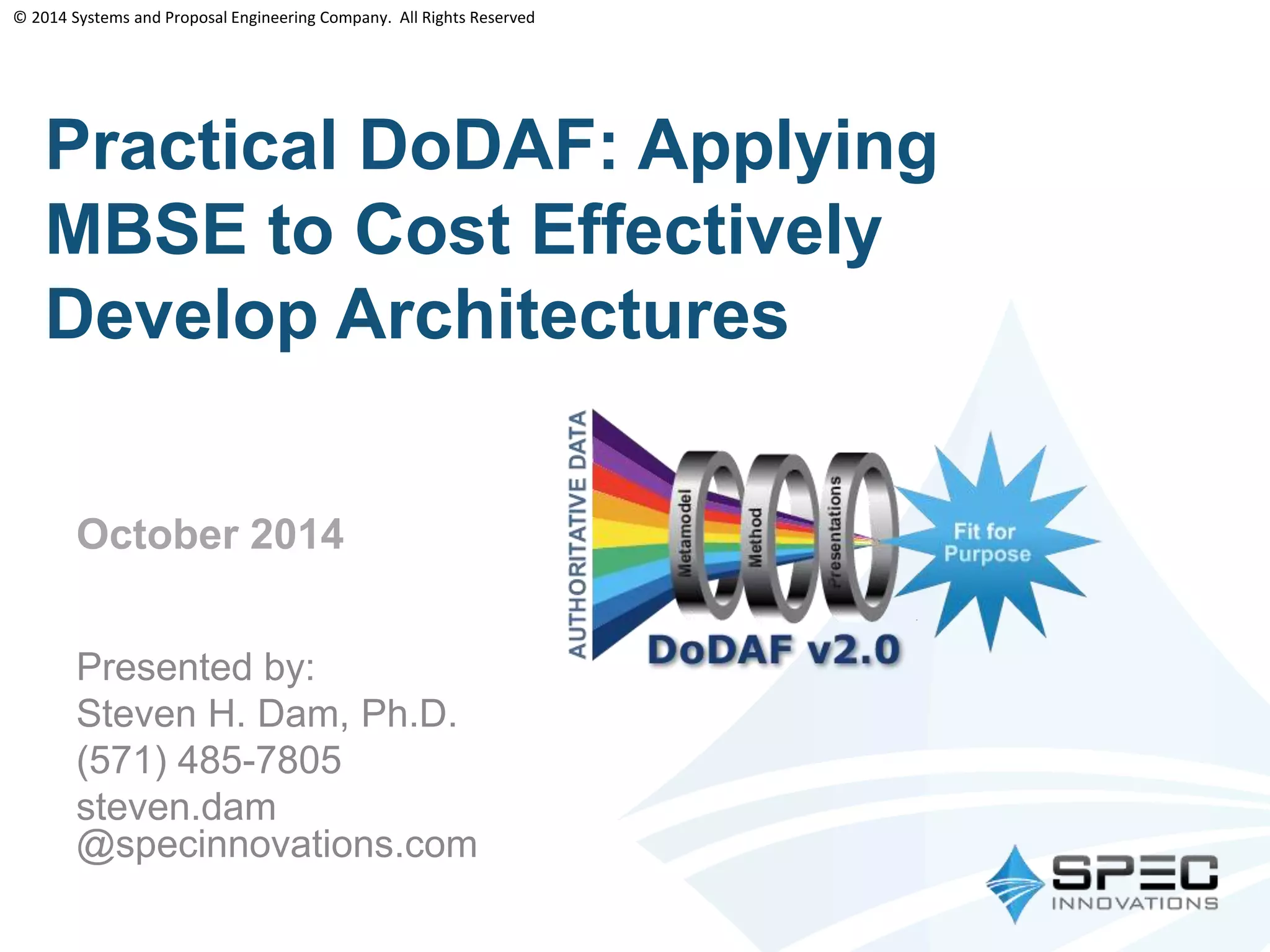 Practical DoDAF Presentation to INCOSE WMA | PPTX