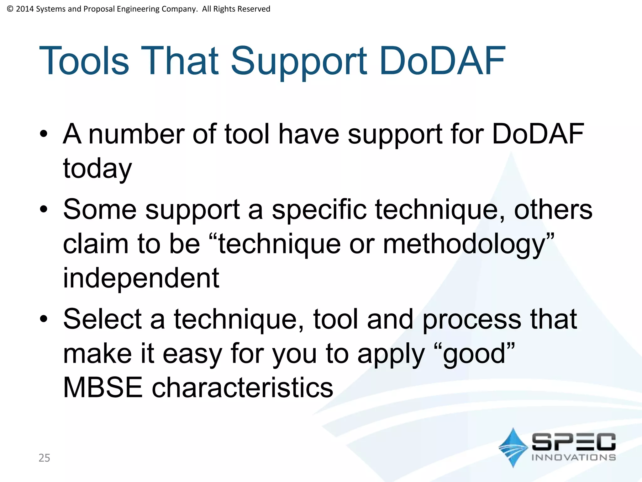 Practical DoDAF Presentation to INCOSE WMA | PPTX