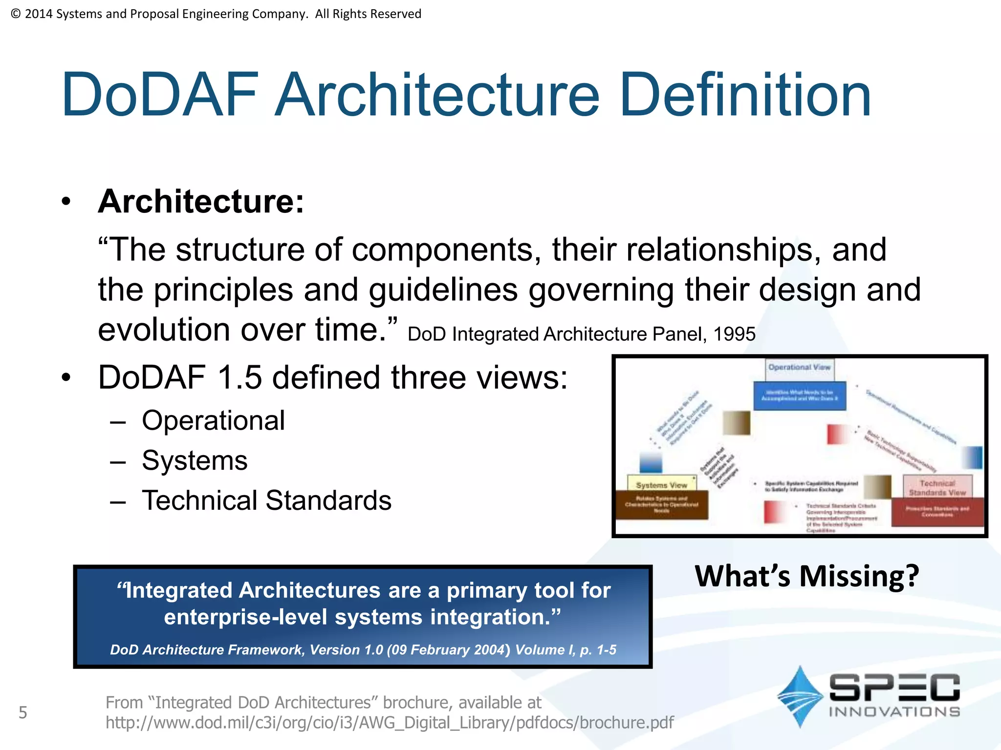 Practical DoDAF Presentation to INCOSE WMA | PPTX