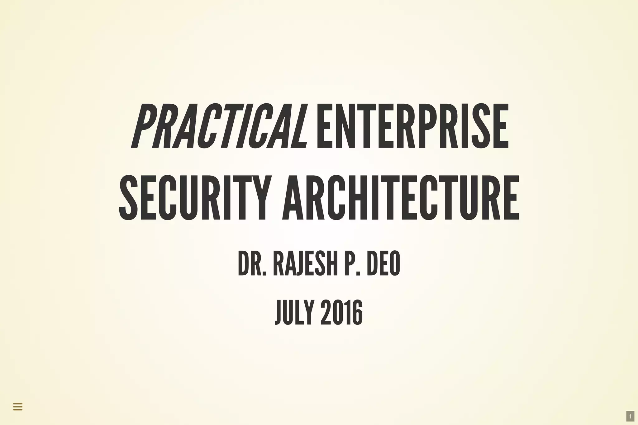 Practical Enterprise Security Architecture Ppt