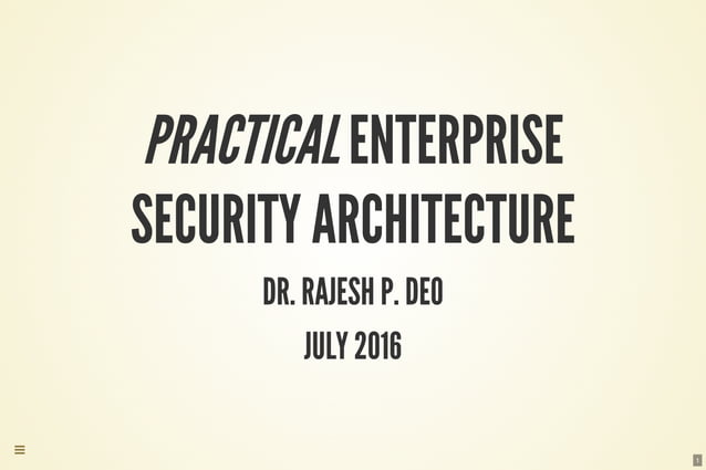 Practical Enterprise Security Architecture | PPT