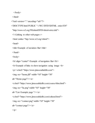 Practical file(XHTML)web designing | PDF