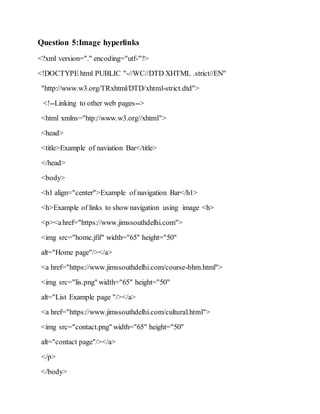 Practical file(XHTML)web designing | PDF