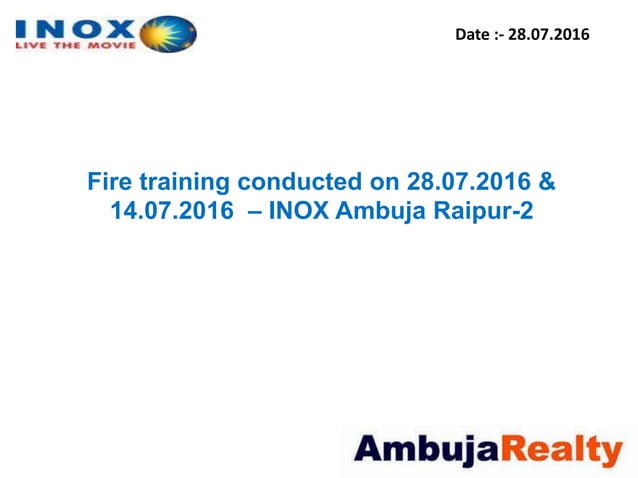 Practical fire fighting training raipur city centre mall (inox) ambuja ...