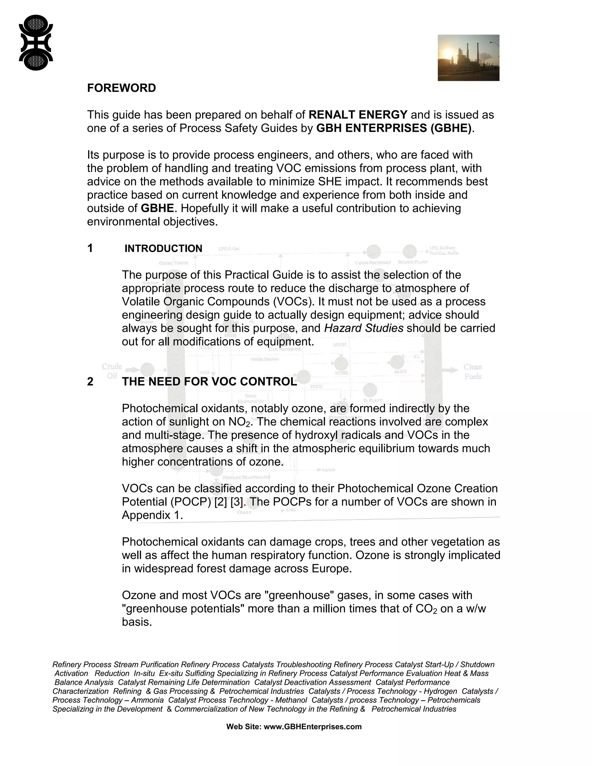 PRACTICAL GUIDE ON THE REDUCTION OF DISCHARGES TO ATMOSPHERE OF VOLATILE ORGANIC COMPOUNDS (VOCs ...