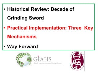 Practical Implementation of GIAHS Concept in China: GIAHS and NIAHS | PPT