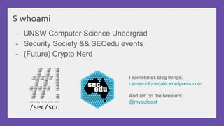 Practical intro to cryptanalysis | PPT | Free Download