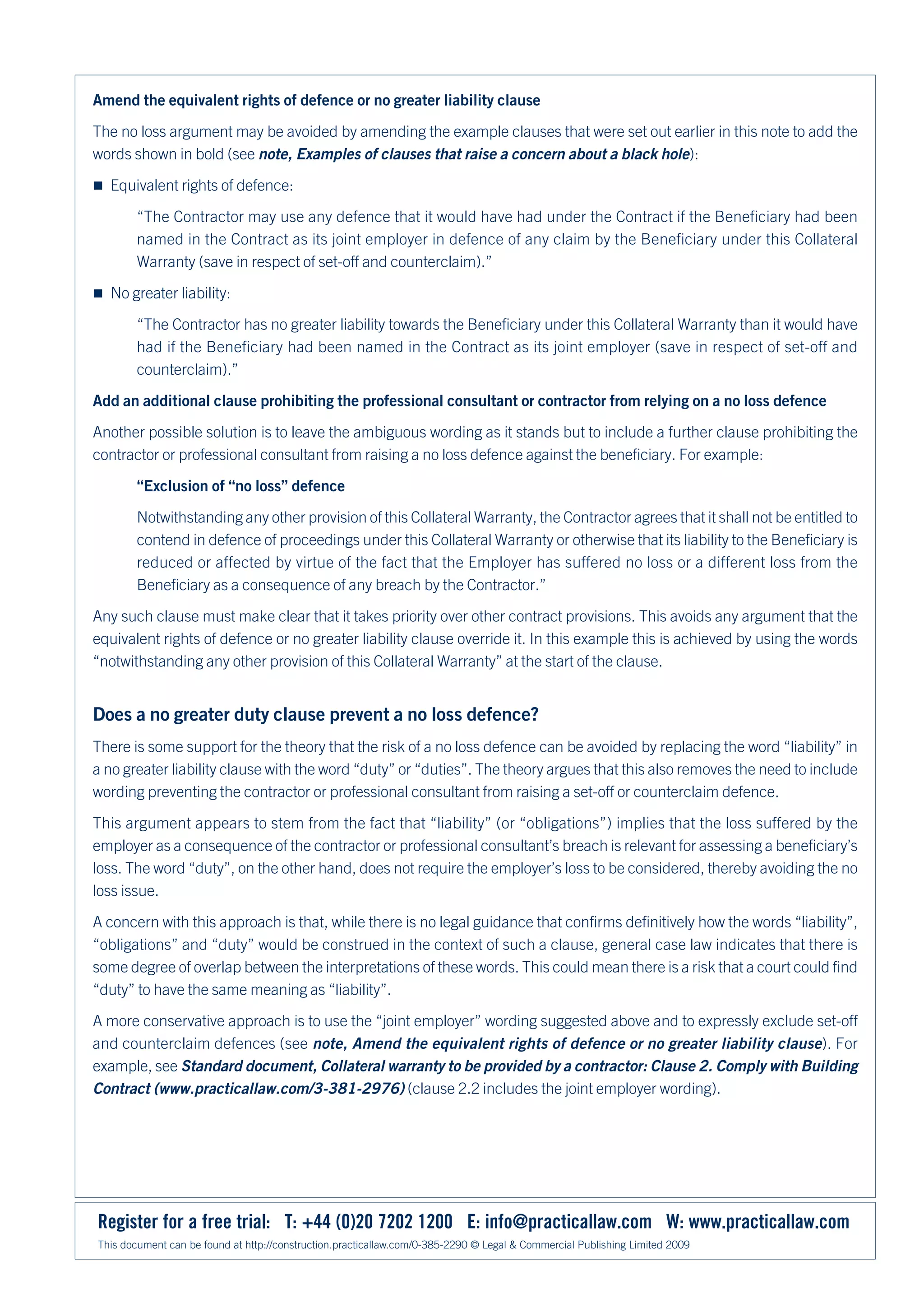 PLC: No loss argument in construction claims | PDF
