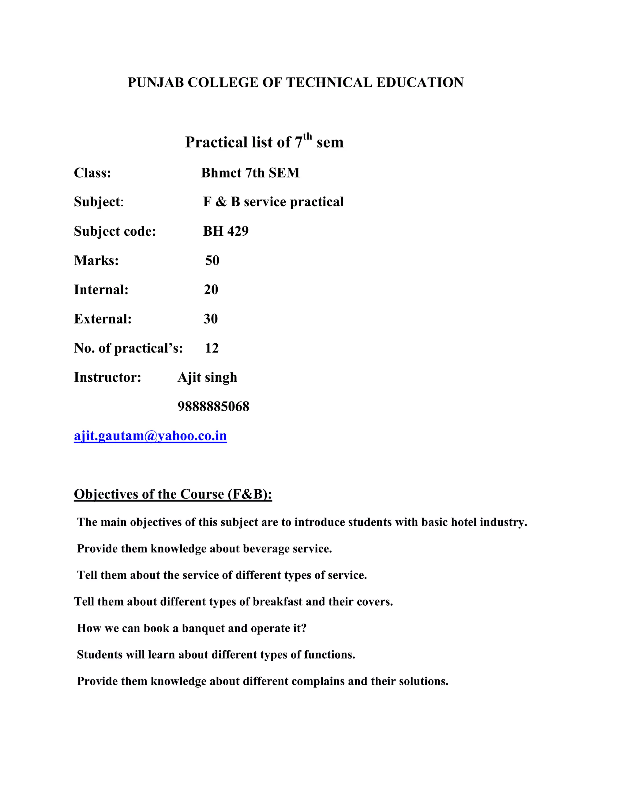 Practical list of 7th sem | DOCX