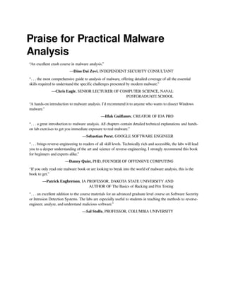 Practical Malware Analysis The Hands-On Guide to Dissecting Malicious ...