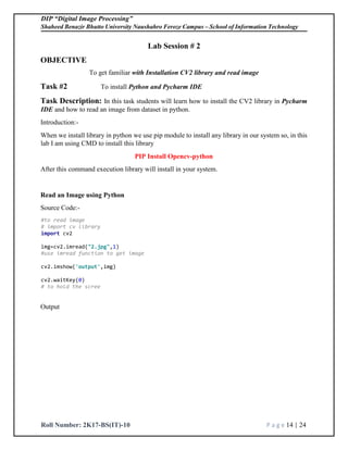 Lab manual of Digital image processing using python by khalid Shaikh | PDF