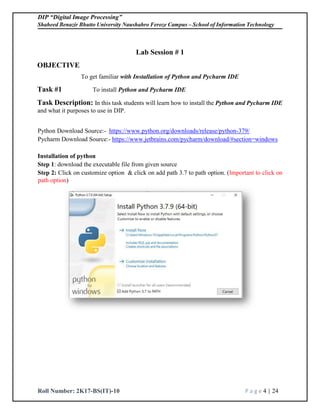 Lab manual of Digital image processing using python by khalid Shaikh | PDF