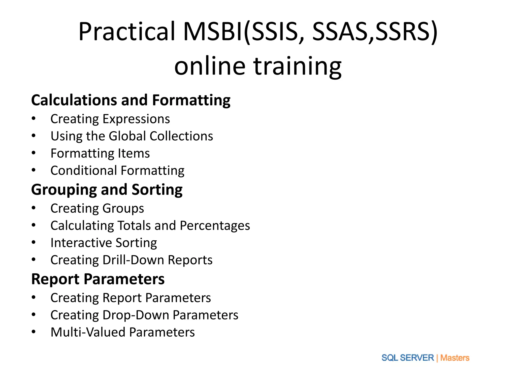 Practical msbi(ssis, ssas,ssrs) | PPTX