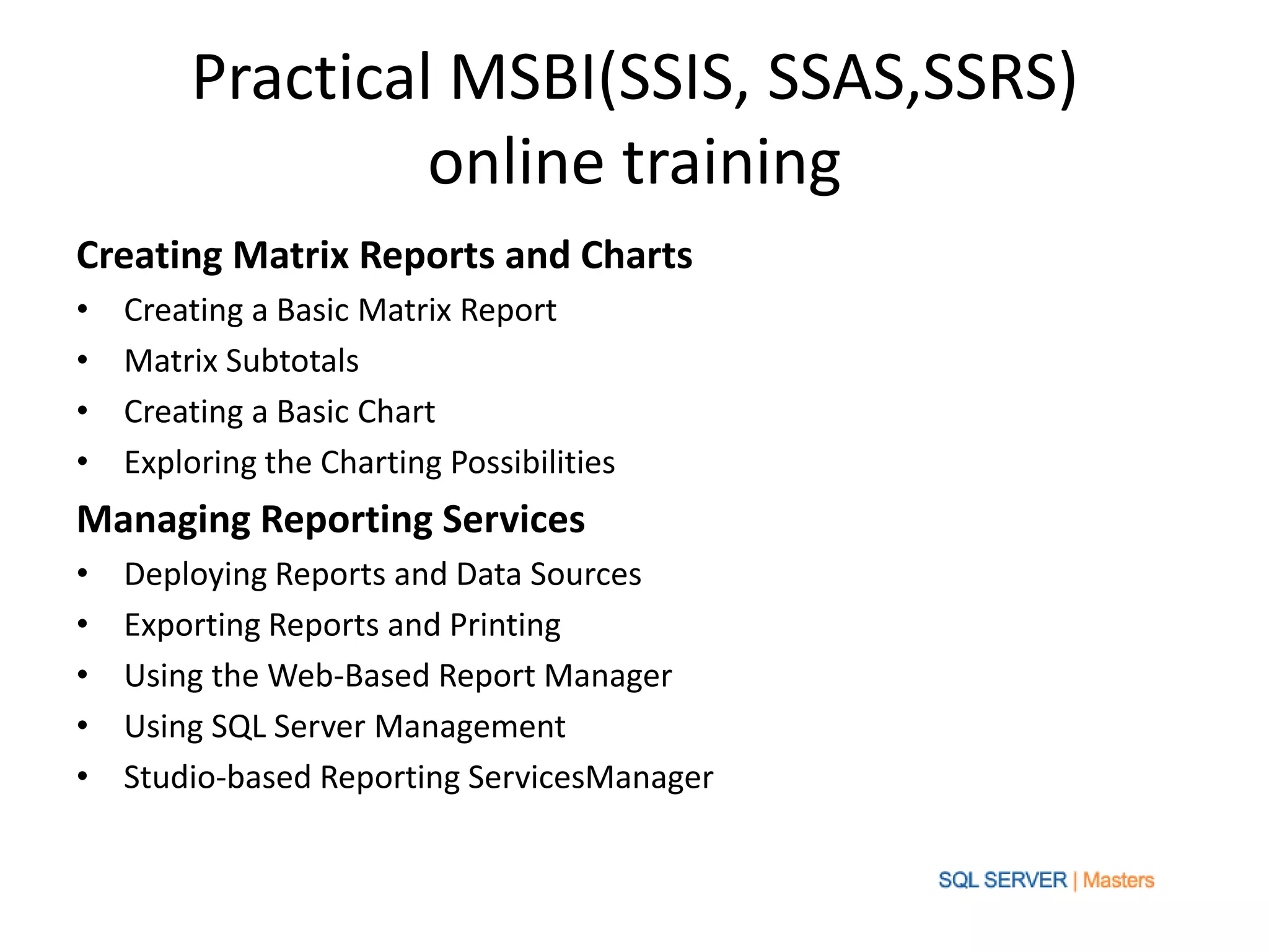 Practical msbi(ssis, ssas,ssrs) | PPTX