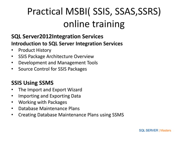 Practical msbi(ssis, ssas,ssrs) | PPTX