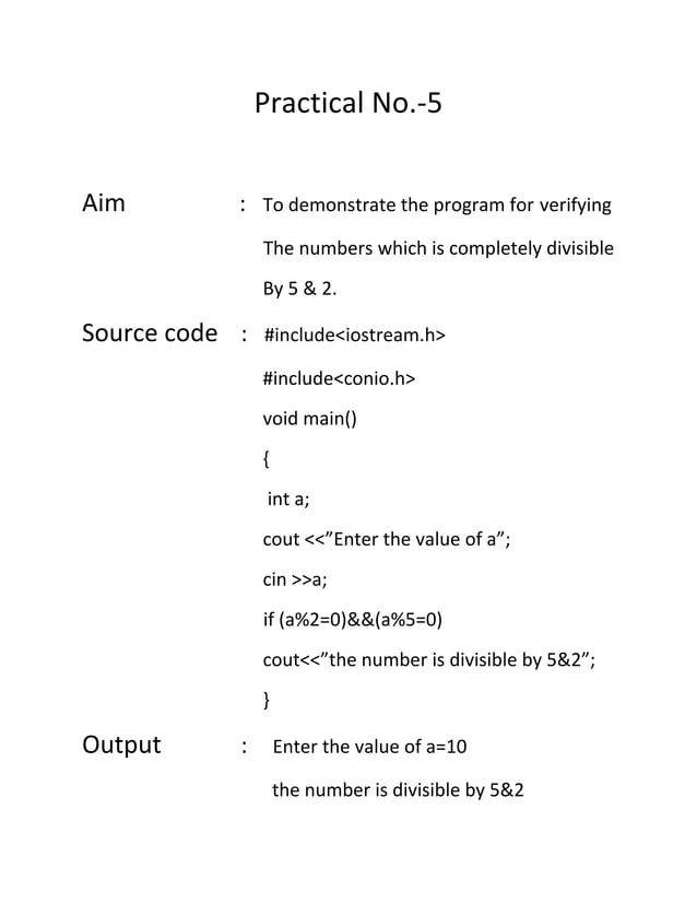 Practical no 5 | DOCX | Programming Languages | Computing