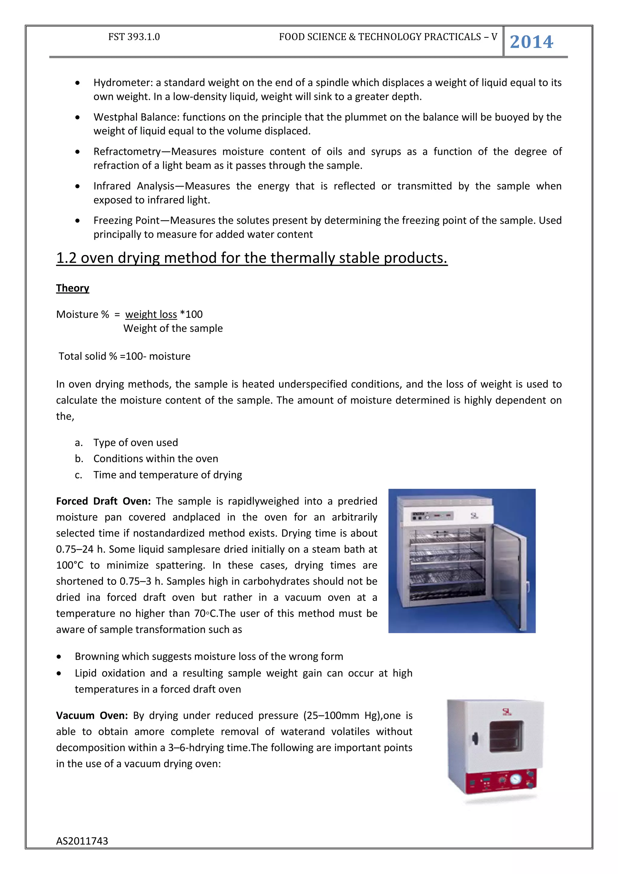 determination of moisture content in a food stuff. | PDF