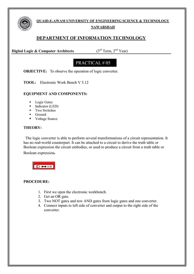 Digital Logic & Computer Architecture Practical Book by Yasir Ahmed Khan | PDF