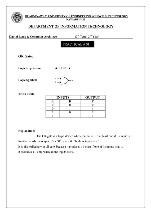 Digital Logic & Computer Architecture Practical Book by Yasir Ahmed ...