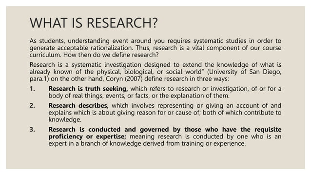 PRACTICAL RESEARCH 1 -lesson 1.pptx | Educational Assessment | Education