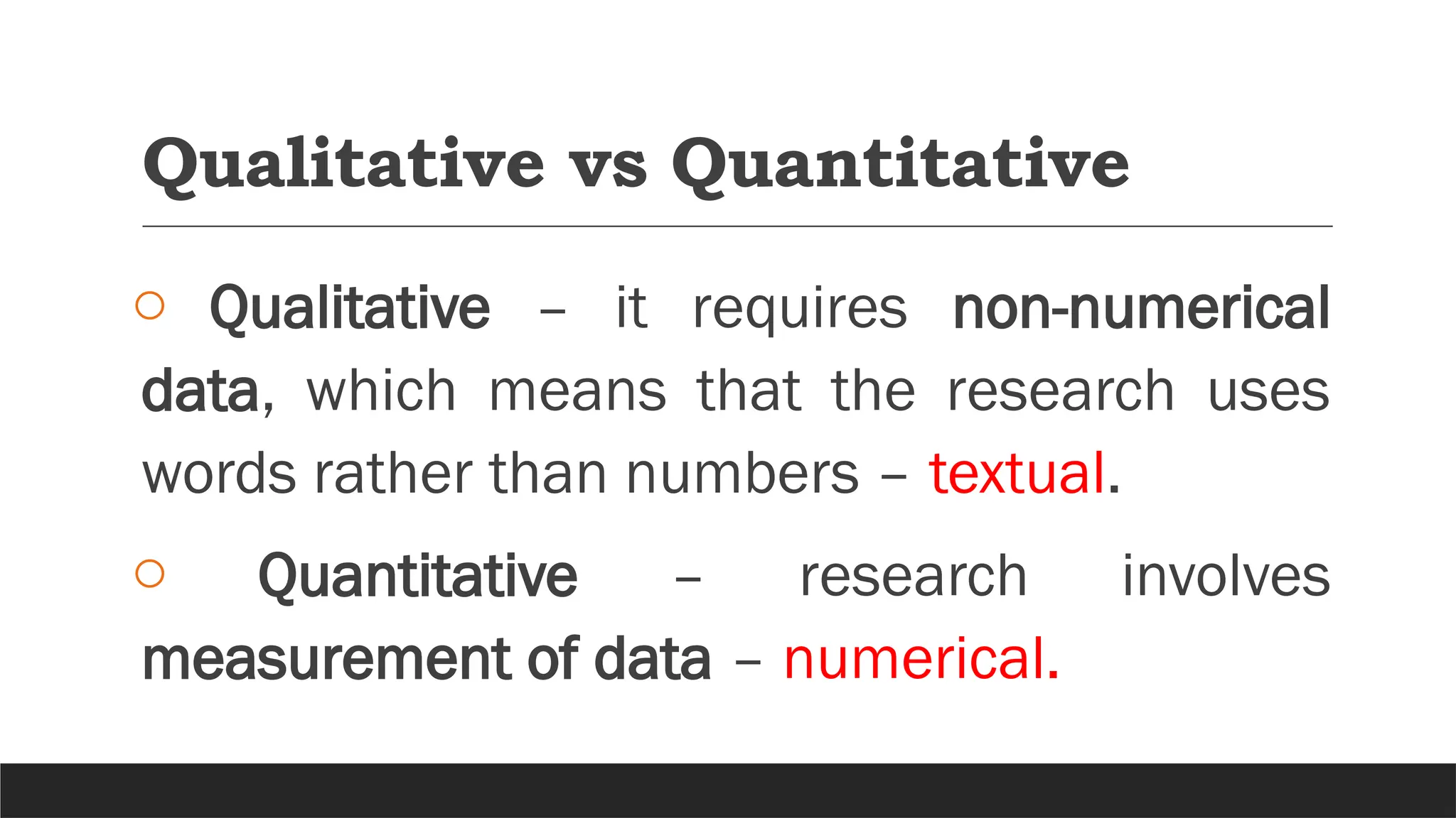 Characteristics, Strengths, Weaknesses of Quantitative Research | PPTX