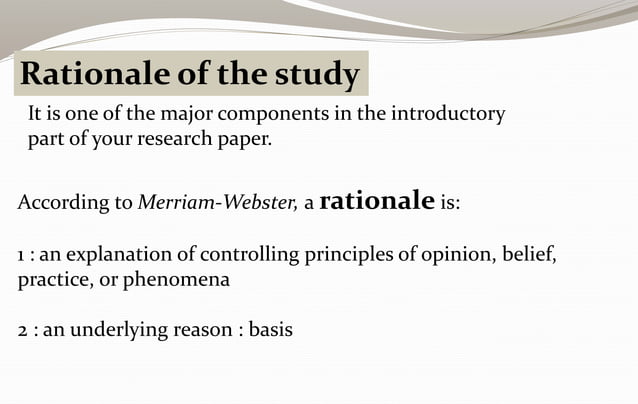 Practical Research 1: Week 5, Rational of the Study | PPTX | Education