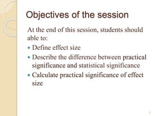 Practical significance of effect size in O I evaluation.pptx | Physics ...