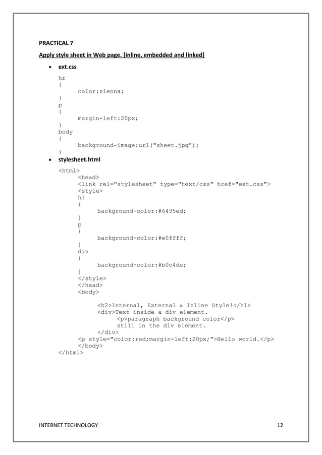 Practicals it | PDF | Web Design and HTML | Internet
