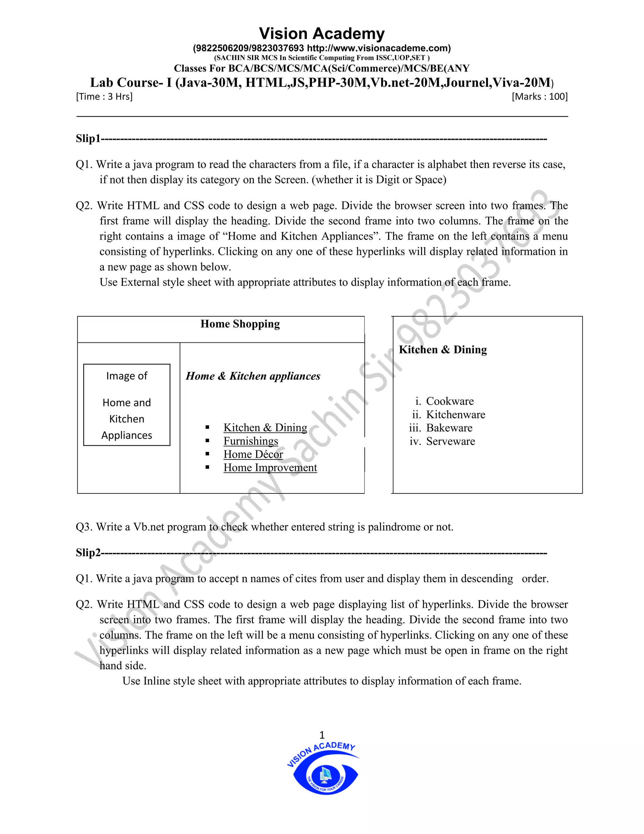 Practical slip vision_acadmey_sachinsir_9822506209 | PDF