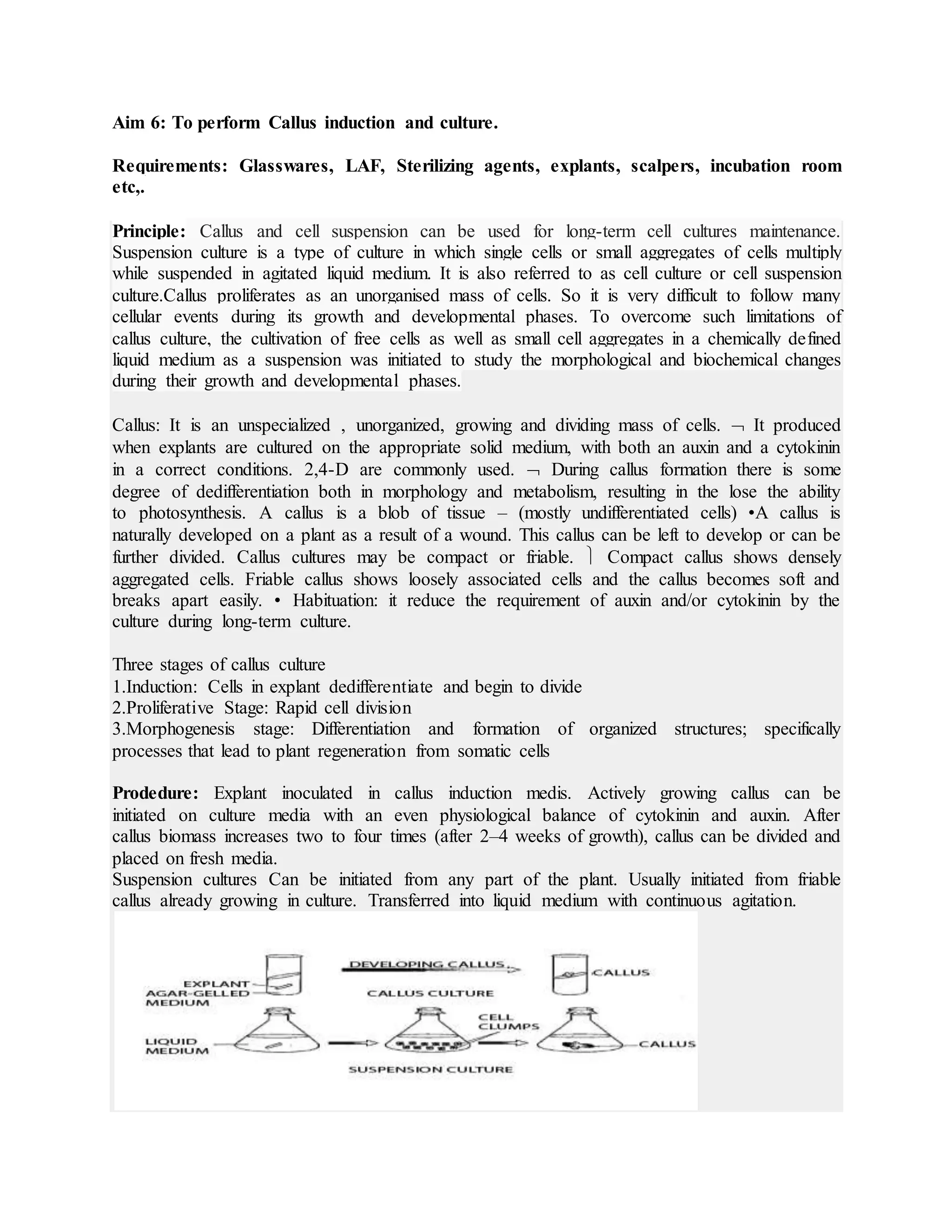 Practicals plant tissue culture | DOCX