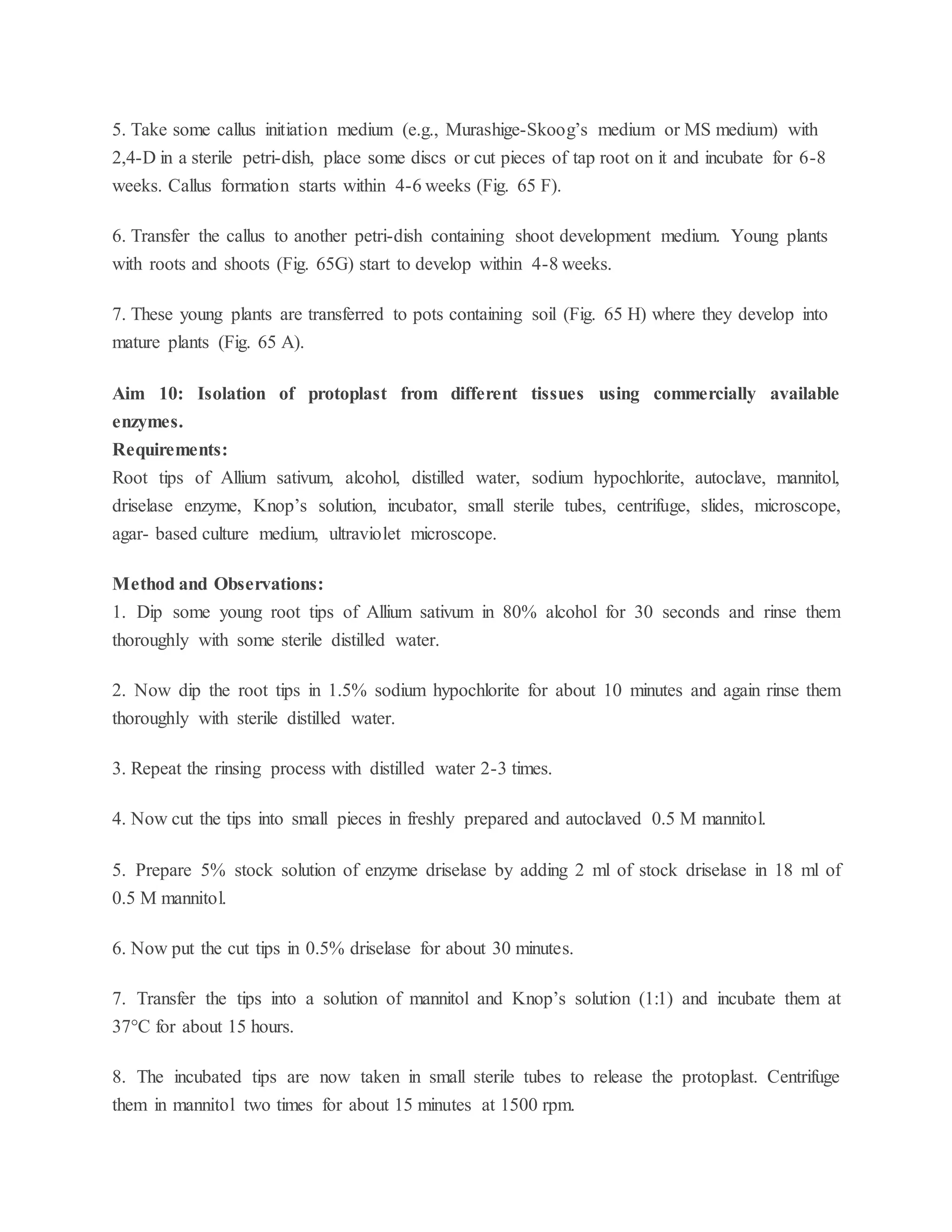 Practicals plant tissue culture | DOCX