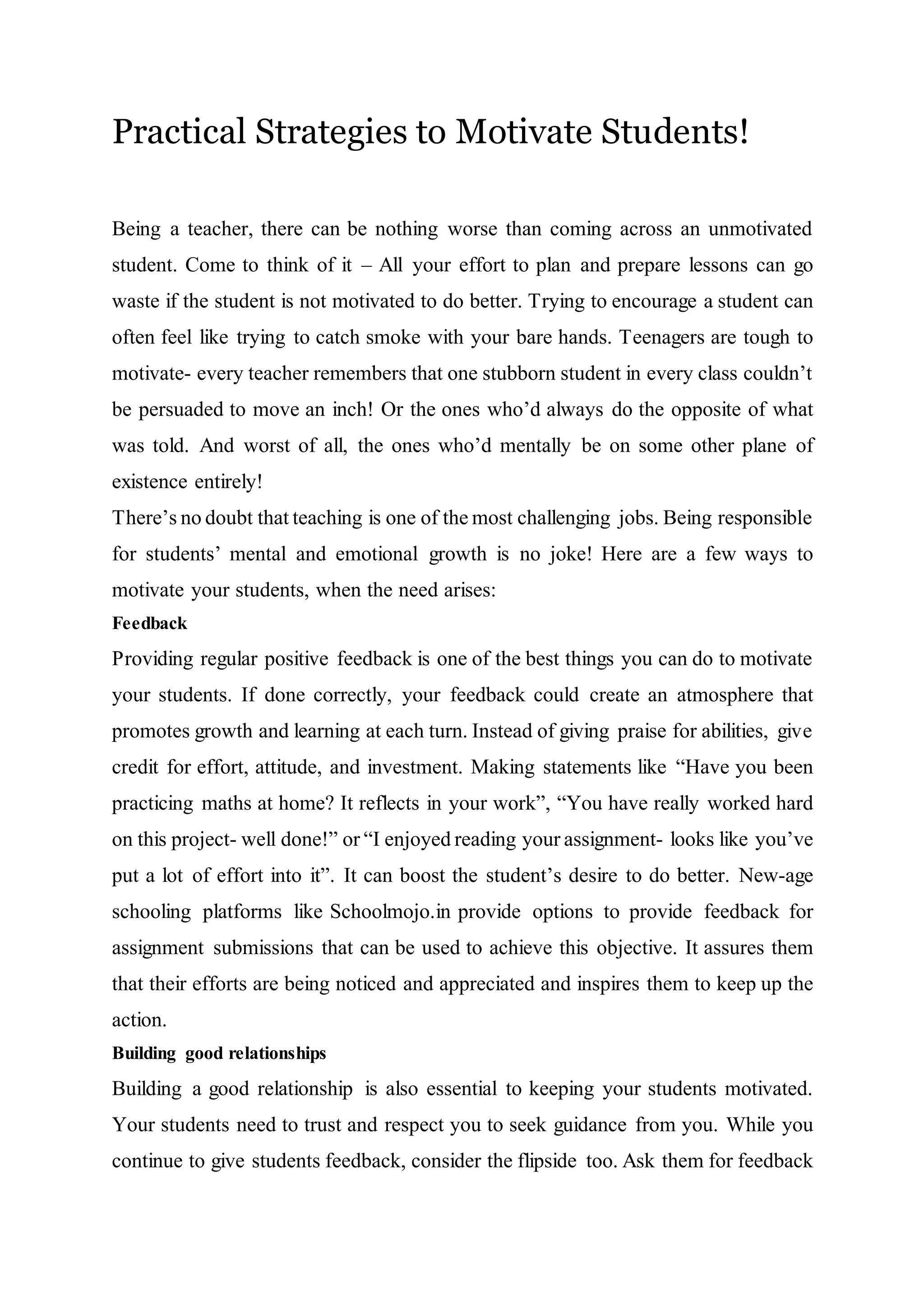 Practical strategies to motivate students | DOCX